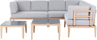 Beliani Beliani - Salon de Jardin 6 Places Canap&eacute; et 2 Tables Basses Polyester Gris Clair Rima iii