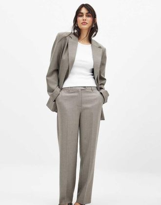 NA-KD Pantalon de tailleur ajust&eacute; &agrave; taille mi-haute - Gr&egrave;ge-Gris