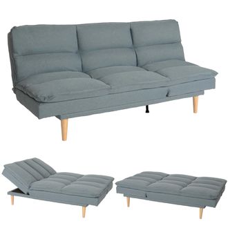 Mendler Schlafsofa HWC-M79, G&auml;stebett Schlafcouch Couch Sofa, Schlaffunktion Liegefl&auml;che 180x110cm - Stoff/Textil blau-grau