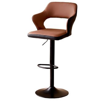 Generic Moderner, h&ouml;henverstellbarer Barhocker aus schwarzem PU-Leder - Drehbarer, gepolsterter Tresenstuhl mit R&uuml;ckenlehne und Armlehnen f&uuml;r K&uuml;che, Esszimmer