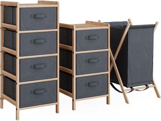 Vicco Badmöbel-Set Bruno, Badezimmerschrank-Set, Grau, 3 Teile