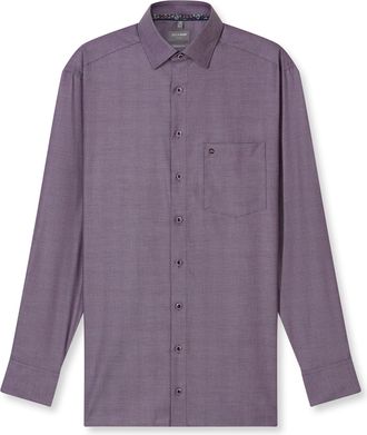 Olymp Herren Oberhemd Langarm 100184,Einfarbig,Comfort Fit 76,New Kent,aubergine 98,47