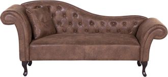 Beliani Chaiselongue im Chesterfield Style linksseitig Kunstleder Hellbraun Lattes