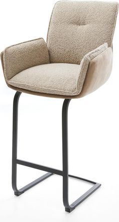 DELIFE Barstuhl Nela-Flex Materialmix Schlamm Freischwinger Flach Metall Taschenfederkern, Barstühle