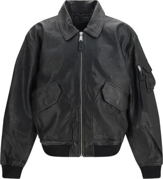 Alpha Industries Cwu-36/P Leder UV Bomberjacke - - Jackets - Herren - Schwarzk - M