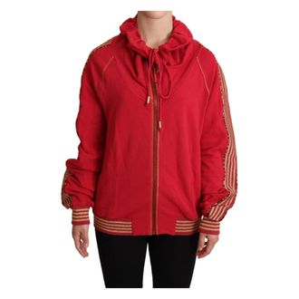 John Galliano Rote Kapuzenjacke mit Rei&szlig;verschluss - - Sweatshirts & Hoodies - Damen - Rot - XS