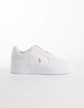 Polo Ralph Lauren Masters Court - Baskets en cuir - Blanc et dor&eacute;