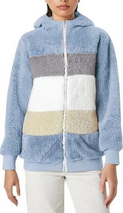 Generic Veste polaire pour femme - Veste dhiver à fermeture éclair intégrale pour femme - Longue taille - Manteaux à rayures - Veste matelassée grande taille 