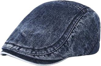 Generic Chapeau vintage en denim d&eacute;lav&eacute; for femme, casquette de taxi, chapeau plat d&eacute;t&eacute; for le soleil Pour lautomne et lhiver(Deep blue)