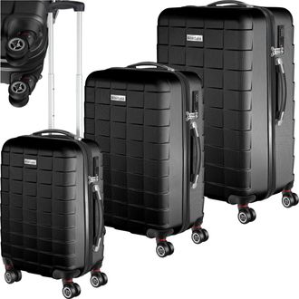TecTake Reisekoffer Set, Hartschalen Koffer Set 3-teilig, Koffer & Trolleys groß, M - XL, 360° Rollen, Business Trolley für Flugzeug, Reise, Teleskopgriff, in