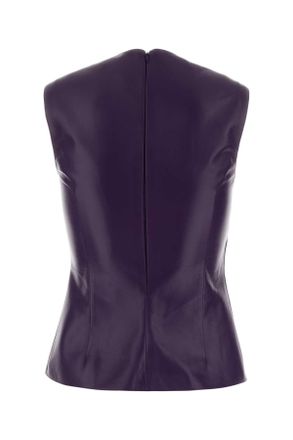Miu Miu Womens Leather Tank Top Purple Lamb Tops
