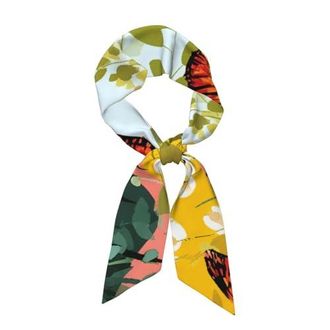 Generic &Eacute;charpe de jardin pour femme - &Eacute;charpe tour de cou pour sacs &agrave; main, fleurs sauvages et papillons - Bandeau en satin de soie pour le sport, le yoga et
