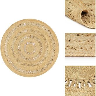 vidaXL Teppich Handgefertigt Jute Geflochten 120 cm - Naturfaser Teppich - Jute Teppich - Gewebter Teppich - Handmade Teppich - Unikate Teppich