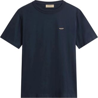 Woolrich Homme, Tops, Bleu, Taille: M Cotton Logo T-Shirt