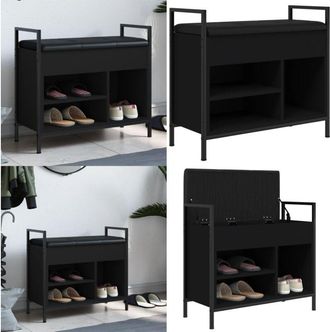 vidaXL Schuhbank Schwarz 65,5x32x57,5 cm Holzwerkstoff - Schuhbank - Garderobe - Eingangsbereich - M&ouml;bel - Wohnzimmer - Home & Living