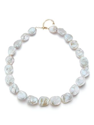 Mateo Bijoux collier en or 14ct à perles baroques - Blanc