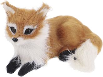 Amosfun Realistisches Fuchs Dekofigur Lebensechte Tierornament F&uuml;r Innenraumdekoration Und Fotorequisiten Niedliche Darstellung Und Perfekt Als Oder Zur