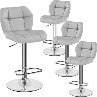 Yaheetech Barhocker 4er Set H&ouml;henverstellbar 360&deg;Drehbar Barst&uuml;hle K&uuml;chenst&uuml;hle mit R&uuml;ckenlehne und Fu&szlig;st&uuml;tze, Barstuhl PU-Kunstleder Sitzh&ouml;he 62,5 cm - 84,5 cm