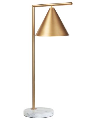 Beliani Tischlampe Metall gold mit Schirm Kegelform runder Marmorfuß 65 cm modern Mocal
