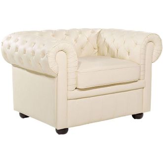 Beliani Beliani - Sessel Hellbeige Echtleder Chesterfield Stil Wohnzimmer Salon