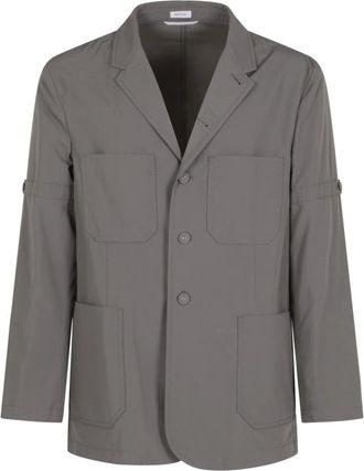 Thom Browne Homme, Vestes, Gris, Taille: S Blazer non structur&eacute; &agrave; &eacute;cusson de bras en coton Suiting