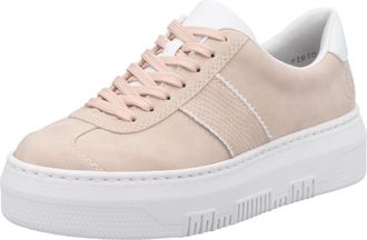 Rieker Plateausneaker RIEKER, Damen, Gr. 38, rosa (ros&eacute;, wei&szlig;), Lederimitat, Schuhe Plateausneaker, Schn&uuml;rschuh, Halbschuh, Freizeitschuh mit gepolstertem Sc