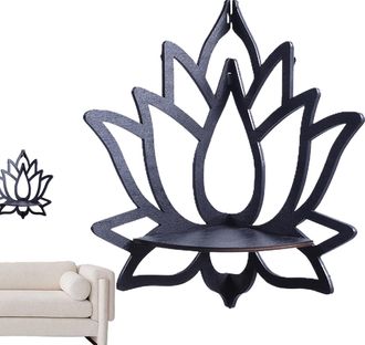 Generic Wand-Eckregal, Schwebendes Wands-Eckregals, Crystal Display Schwebende Wandregale Aus Holz, Wanddekoration, Lotusform, Retro-Stil, Eckorganizer F&uuml;r Wo