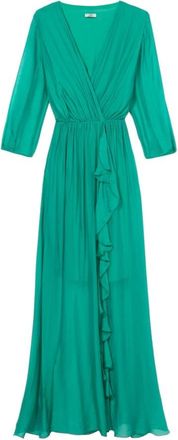 Oltre Femme, Robes, Vert, Taille: 38 FR Robe longue en soie m&eacute;lang&eacute;e