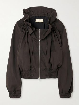 Dries Van Noten Jacke Aus Einer Baumwollmischung Mit Raffungen Und R&uuml;sche - Braun