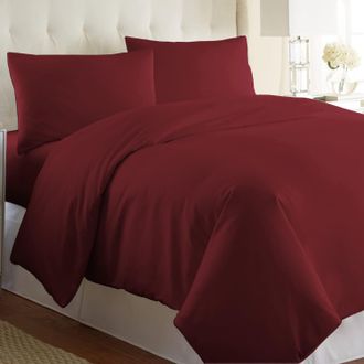 Pizuna 800 Fadenzahl aus Baumwolle Bettw&auml;sche Rio Rot, 100% Langstaple Baumwolle Bettbezug und Kissenbezug, 100% Baumwolle Mako Satin 3-Teilig Bettw&auml;scheset 