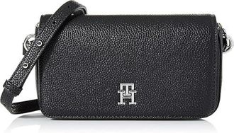 Tommy Hilfiger Sac à Bandoulière Sac Femme Emblem Flap Crossover Petit, Noir (Black), Taille Unique