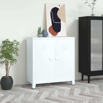 vidaXL vidaXL Coffre de rangement industriel Blanc 90x40x100 cm Acier
