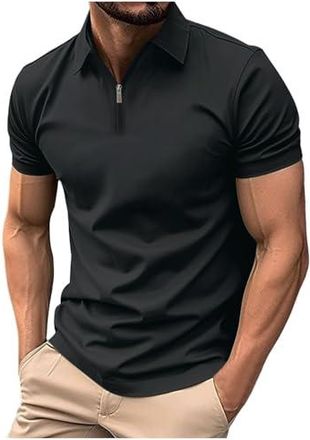 Generic Polo &agrave; manches courtes pour homme - D&eacute;contract&eacute; - Solide - Vacances, Noir, 3XL