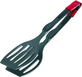 Westmark Doppel-Pfannenwender/Servierzange, hochhitzebeständig bis 270°C, Länge: 28,9 cm, Kunststoff, Duetto Flonal Plus, Schwarz, 21002275