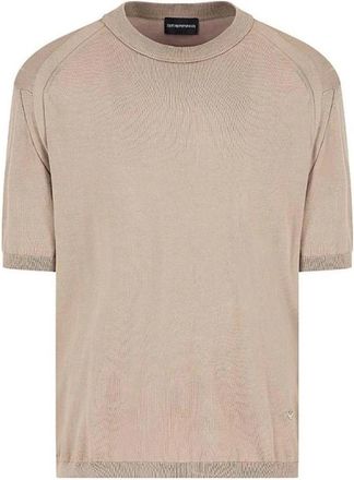 Emporio Armani Homme, Tops, Beige, Taille: XL T-shirt &agrave; Manches Courtes et Col Rond