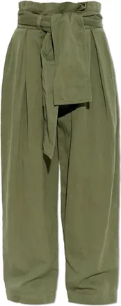 Balmain Femme, Pantalons, Vert, Taille: 40 FR Pantalon &Eacute;vas&eacute; Taille Haute en Twill