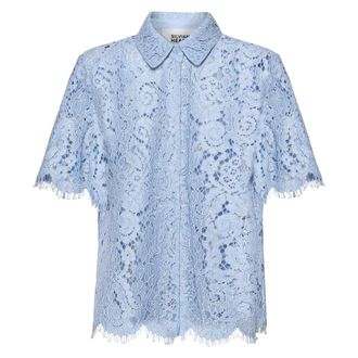 Silvian Heach Femme, Blouses et Chemises, Bleu, Taille: 40 FR Chemise en dentelle avec d&eacute;tails floraux