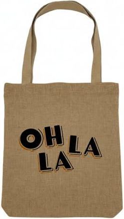 Fabulous Sac Shopping Tote Bag Aspect Lin - Oh La La Expression Onomatop&eacute;e - Sac de Courses Toile Epaisse 360g Beige Naturel Cabas Port&eacute; Epaule Solide Imprim&eacute; 