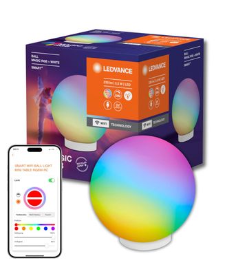 Ledvance SMART+ WIFI BALL LIGHT Mood- & Tischleuchte, schwarz, 5W, 200lm, dynamischer Magic RGB Lichteffekt, zwei Lichtquellen, dimmbar, lange Lebensdauer, ein