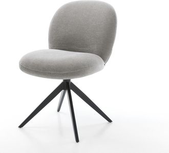 DELIFE Drehstuhl Nube-Flex Strukturstoff Soft Grau Kreuzgestell breit Schwarz 360° drehbar Wippfunktion Taschenfederkern, Esszimmerstühle