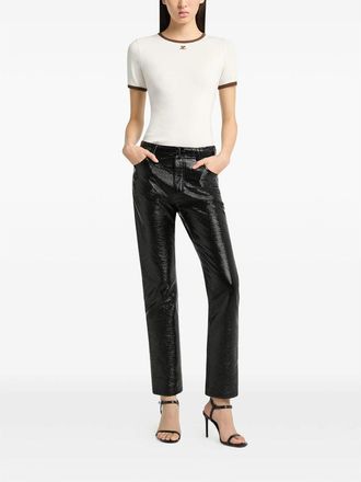 Courr&egrave;ges Contrast-Trim Cotton T-Shirt - White