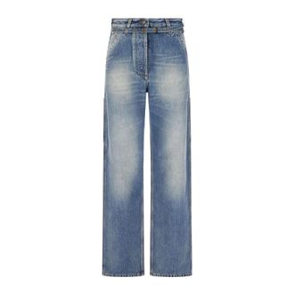 Dries Van Noten Weit geschnittene Jeans mit G&uuml;rtel und Washed-Effekt - - Jeans - Damen - Blau - W26