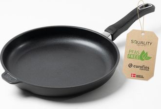Squality Premium Bratpfanne PFAS frei 28 cm - Antihaft Pfanne beschichtet aus D&auml;nemark | Ofenfest bis 260 &deg;C, induktionsgeeignet, ergonomisch, f&uuml;r gesundes Koc