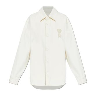Ami Femme, Blouses et Chemises, Beige, Taille: 38 FR Chemise en denim avec &eacute;cusson logo