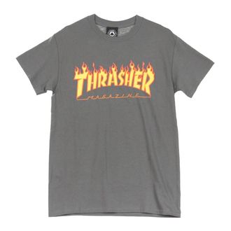 Thrasher Flame Tee Herren T-Shirt Anthrazit Grau/gelb - - Tops - Herren - Grau - L