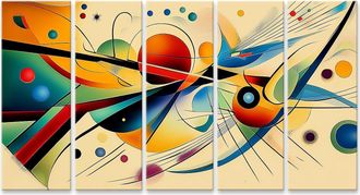 Islandburner Bild auf Leinwand Bunte abstrakte Kandinsky Komposition mit Kreisen und Linien Bilder Wandbilder Poster