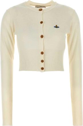 Vivienne Westwood Femme, Pulls, Beige, Taille: 36 FR Cardigan en Laine Ivoire