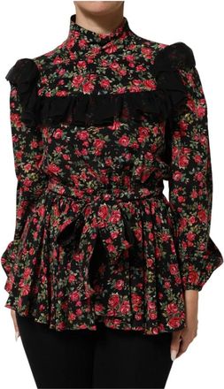 Dolce & Gabbana Femme, Blouses et Chemises, Multicolore, Taille: 34 FR Chemisier &agrave; Manches Longues et Imprim&eacute; Floral