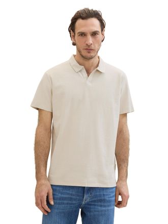 Tom Tailor Herren Basic Poloshirt mit Struktur, light cashew beige, XL