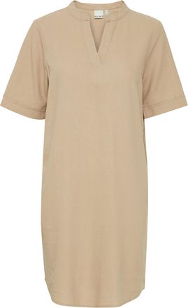 Ichi IHLINO DR Damen Kleid aus Leinenmix Freizeitkleid Webkleid V-Auschnitt Loose fit, Größe:40, Farbe:Natural (161310)